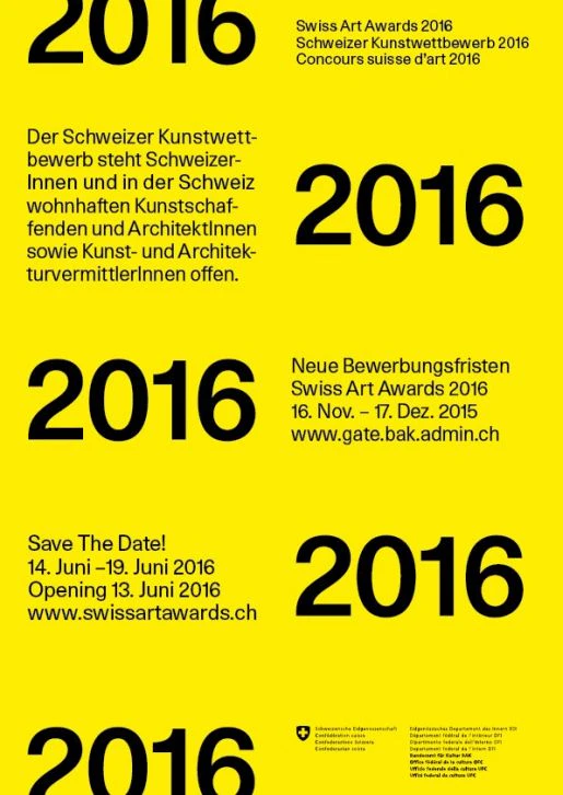 Premi svizzeri d'arte e di design: lanciati i concorsi dell'edizione 2016